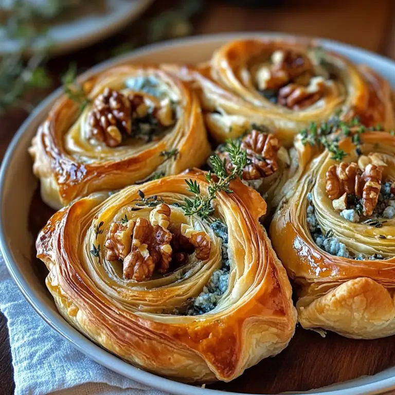 Blue Cheese Walnut Thyme Puff Pastry Twirl – Crispy Savors